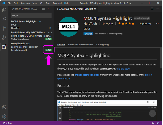 Visual Studio Code をMQL4のエディタとして使う