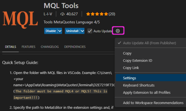 Visual Studio Code による MQL5 の開発環境を設定